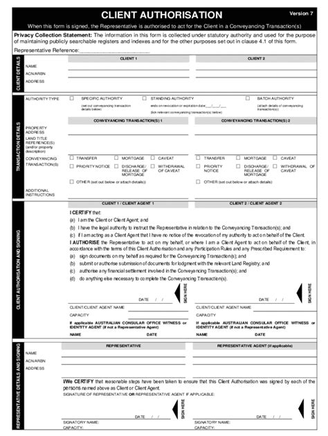 Fillable Online Client Authorisation Form Version 7 Client Authorisation Form Version 7 Fax