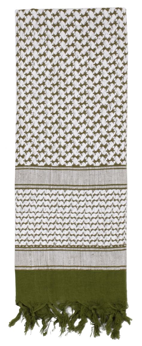 Rothco Shemagh Desert Keffiyeh Scarf Olive Drab White