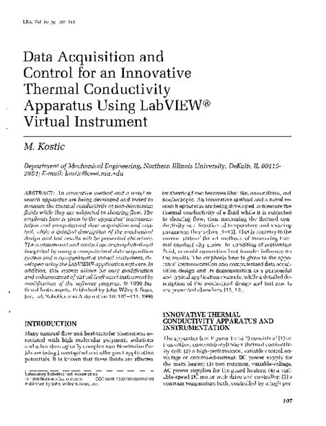 pdf data acquisition and control for an innovative thermal conductivity apparatus using