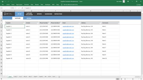 Suppliers Evaluation Excel Spreadsheet Template LUZ Templates