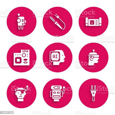 Set Humanoid Robot Robot Low Battery Charge Electric Plug Smart Glasses