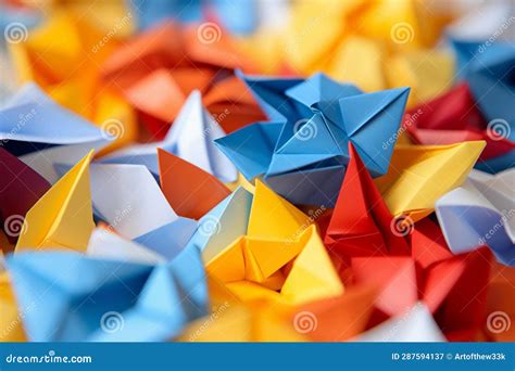 Vibrant Origami Collage A Colorful Symphony Of Shapes And Hues Stock Illustration