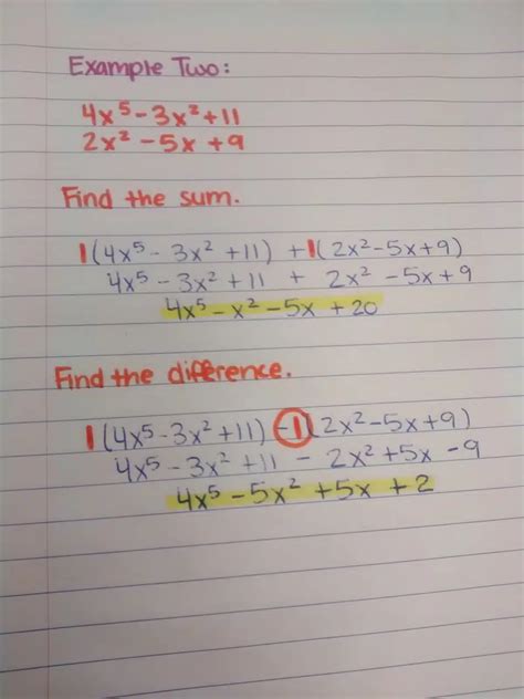 Adding And Subtracting Polynomials Notes Math Love