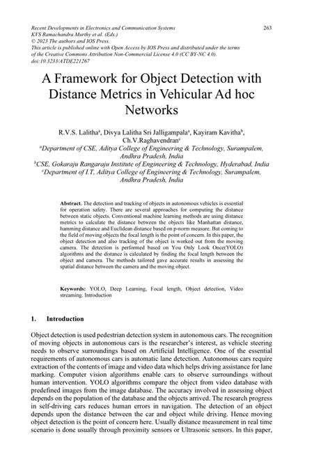 Pdf A Framework For Object Detection With Distance Metrics In Vehicular Ad Hoc Networks