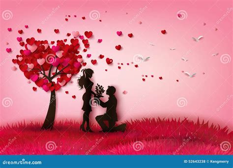 Dos Enamorados Debajo De Un árbol De Amor Ilustración Del Vector