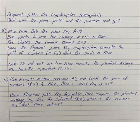 solved elgamal public key cryptosystem encryption start