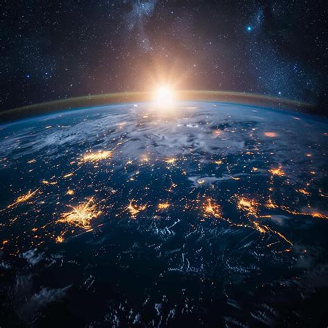 Planet Earth With Realistic Geography Surface And Orbital 3d Cloud Atmosphere Outer Space View