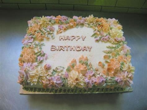 Birthday Flower Sheet Cake With Happy Birthday Frosting