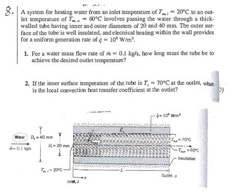 Solved A System For Heating Water From An Inlet Temperature
