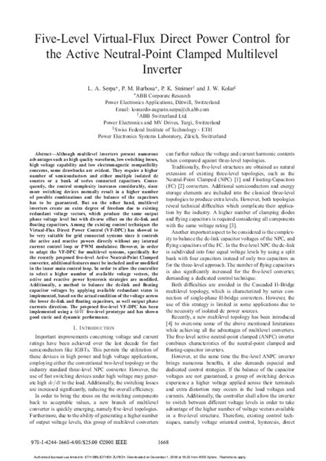 pdf five level virtual flux direct power control for the active neutral point clamped
