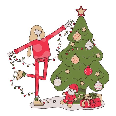 Premium Vector Decorating The Christmas Tree