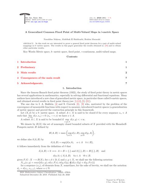 Pdf A Generalized Common Fixed Point Of Multi Valued Maps In B Metric Space