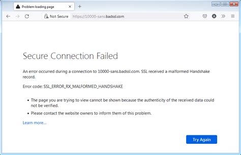 Secure Connection Failed Error Code •