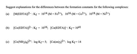 Solved Suggest Explanations For The Differences Between The