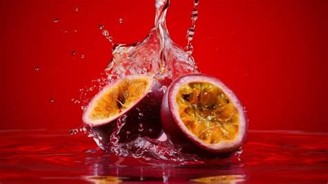 Premium Photo Water Splashing On Fresh Passionfruit On Red