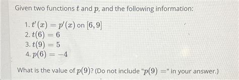 solved given two functions t ﻿and p ﻿and the following