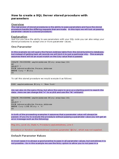 2 storedprocedures pdf parameter computer programming subroutine