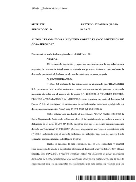 Tramando S A C Querin Cortez Franco S Revision De Cosa Juzgada Pdf