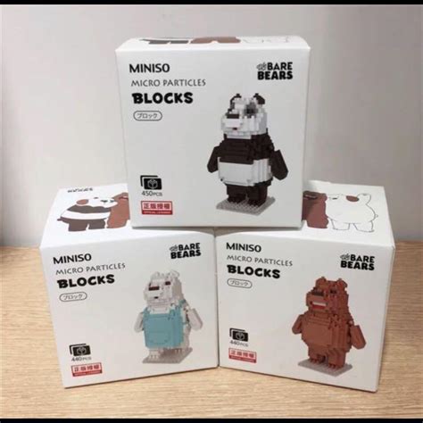 We Bare Bears Miniso Micro Particles Blocks Mini Lego Blocks Hobbies