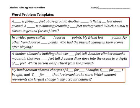 Absolute Value Application Problem Activity By Ms Stassfurths Mathematics