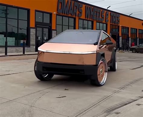 Now Ive Seen Everything Mirror Rose Gold Tesla Cybertruck Rides On