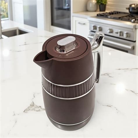 Germax Premium Insulated Thermos Flask Brown With Chrome Handle And Li