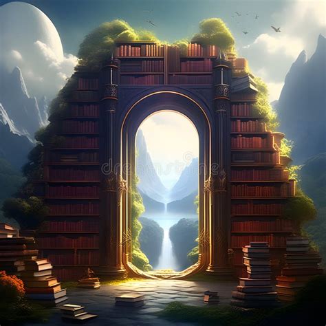 Image Of A Bookshelf Filled With Books Whose Cover Are Portal To