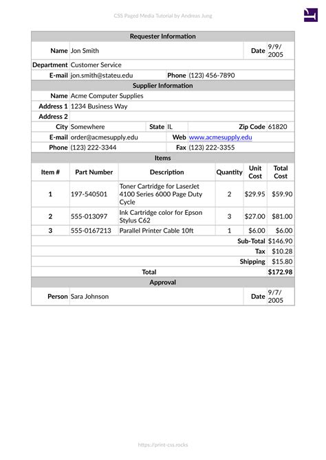 Print Cssrocks Printcss Css Paged Media Tutorial And Information