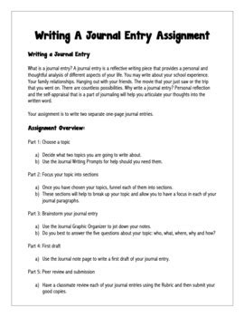 English Writing A Journal Entry Grades 6 12 By The Senior School Shop
