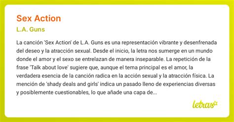 Significado De La Canción Sex Action La Guns Letrascom