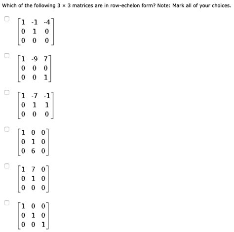 solved which of the following 3 x 3 matrices are in