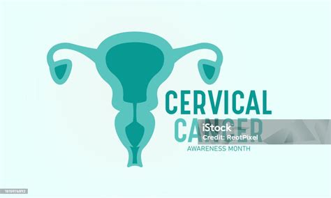 자궁 경부암 인식의 달은 매년 1 월에 관찰됩니다 1 월은 자궁 경부암 인식의 달입니다 배너 인사말 카드 배경이 있는 포스터에 대 한 벡터 템플릿입니다 벡터 그림입니다