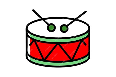 Christmas Drum Vector Line Art Clipart Illustration With Isolated On
