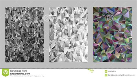 Polygonal Abstract Irregular Triangle Tile Mosaic Flyer Background Template Set Stationery