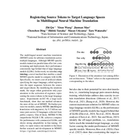 Registering Source Tokens To Target Language Spaces In Multilingual Neural Machine Translation