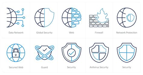 Premium Vector A Set Of 10 Security Icons As Data Network Global Security Web