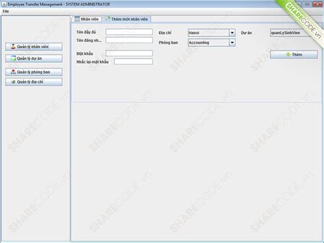 Source code quản lý nhân sự Java Báo cáo