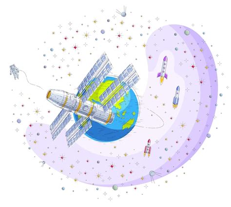 Stazione Spaziale Che Vola Un Volo Spaziale Orbitale Intorno Alla Terra