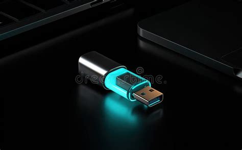 Modern Usb Drive Glowing Blue On Sleek Workspace Highlighting Technology And Innovation In The