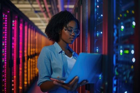 Premium Photo Multiethnic Female Data Center Engineer Ensures Cyber