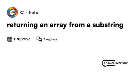 Returning An Array From A Substring C