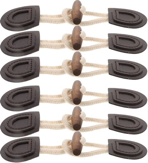Magiclulu 6 Pairs Of Leather Sew On Toggles Vintage Closure