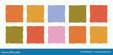 Hand Drawn Doodle Square Frame Box Rectangular Wave Shape Stock Vector