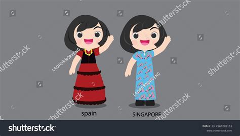 Spanish National Dress Flag Woman Traditional Stock Vector Royalty