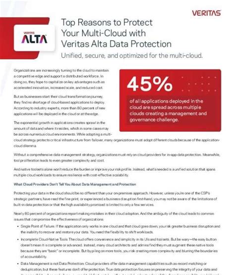 Top Reasons For Multi Cloud With Veritas Alta Data Protection