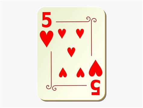 Five Of Hearts Vector Clip Art 5 Of Heart Playing Card Free