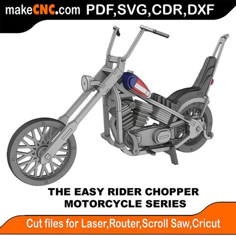 Easy Rider Chopper Bike Motorcycle 3d Puzzle Laser Cut Scroll Saw