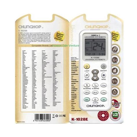 Chunghop Universal Aircond Remote Control K 1028e Original Lazada
