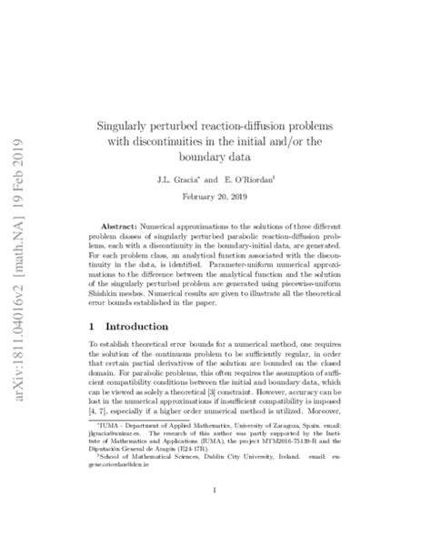 Pdf A Singularly Perturbed Reactiondiffusion Problem With