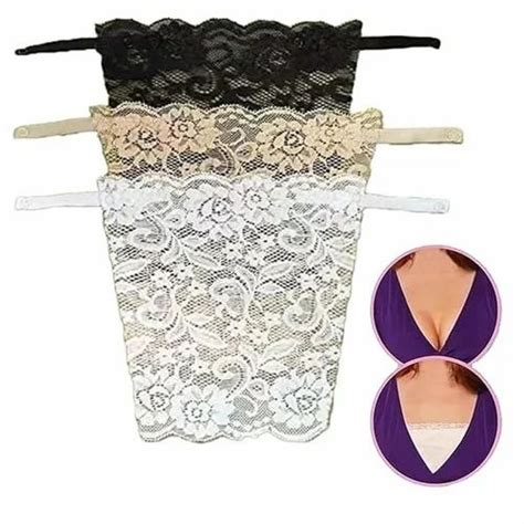 Deep Neck Cleavage Cover Cami Secret Cotton Clip On Mock Lace Camisole